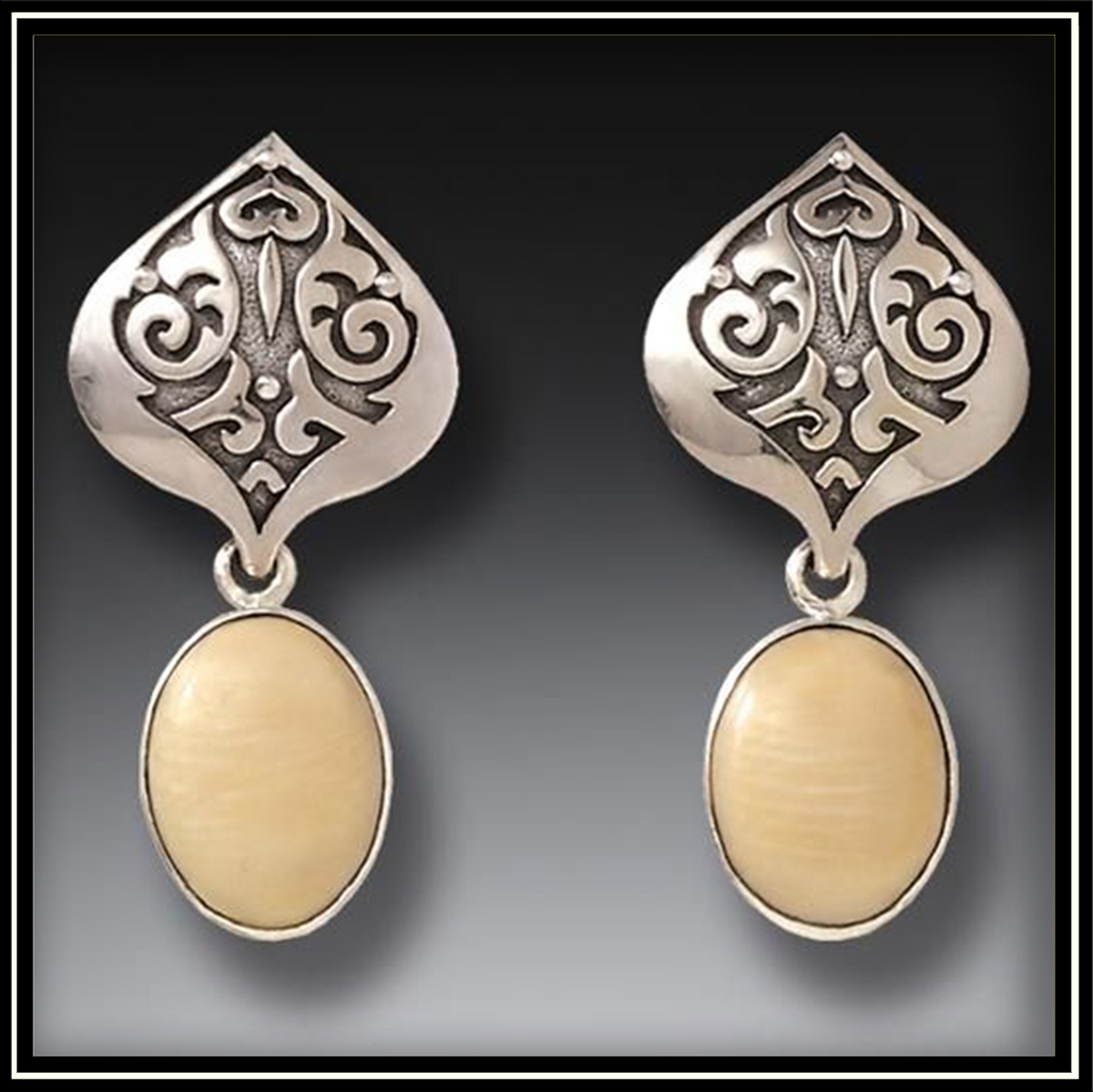Mammoth Tusk Ivory Lotus Earrings – Alaska Best Shopping